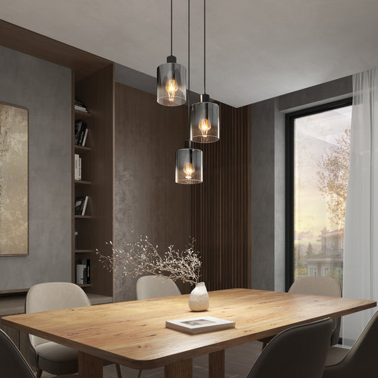 Haze modern 3-light pendant light black glass | Artika