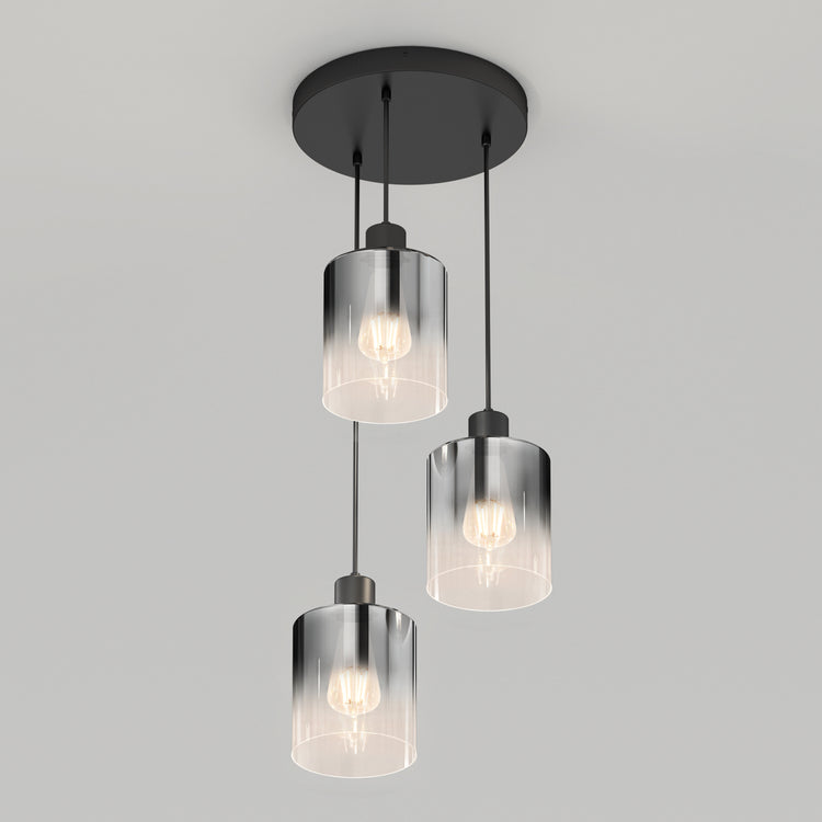 Haze modern 3-light pendant light black glass | Artika